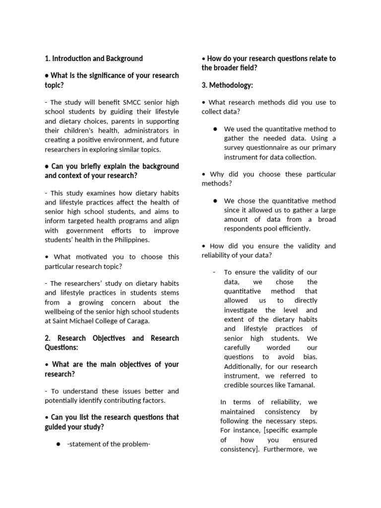 RESEARCH QUESTIONS | PDF | Survey Methodology