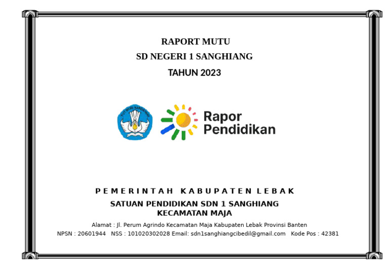 Cover Raport Mutu Pendidikan | PDF