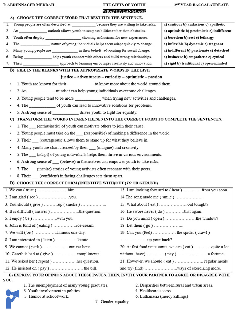 2nd BAC LANGUAGE WRAP UP UNIT 1 | PDF | Social Psychology