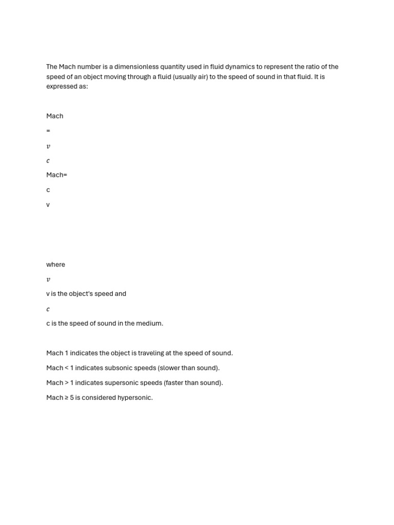 The Mach Number Is A Dimensionless Quantity Used in Fluid Dynamics To ...