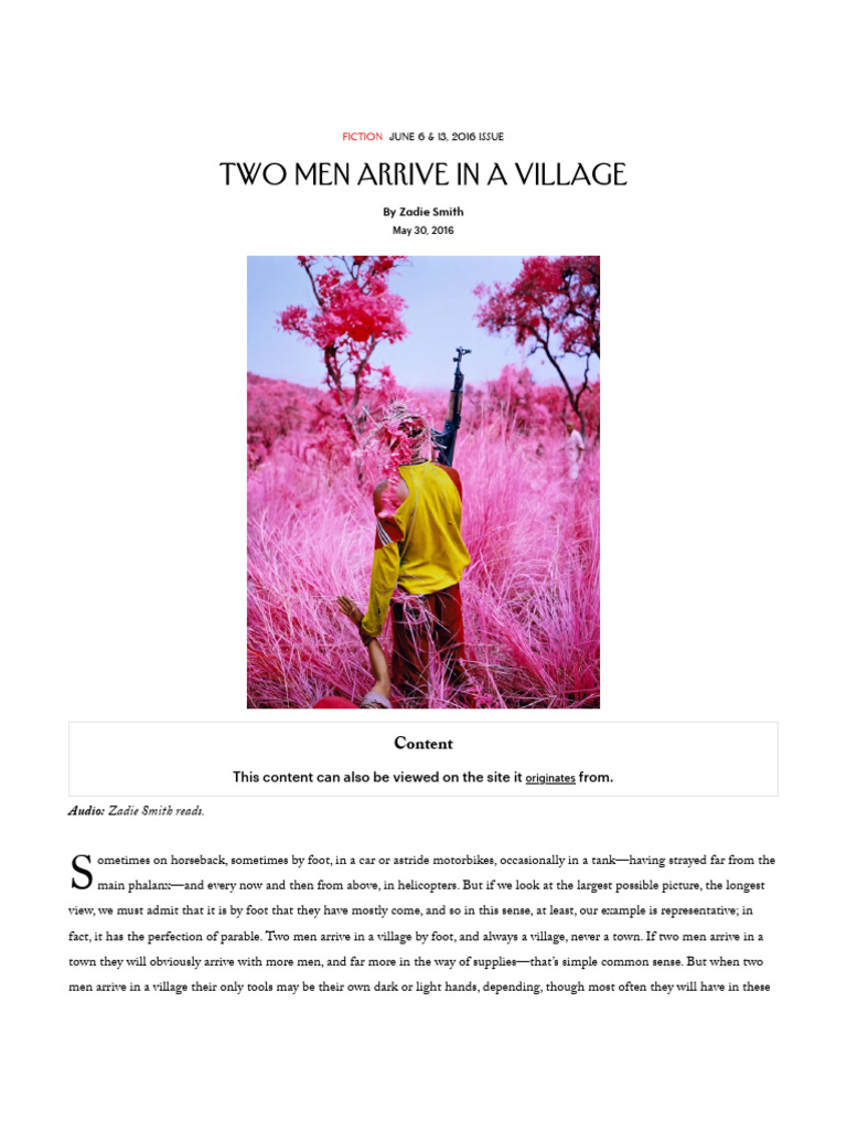 "Two Men Arrive in A Village," by Zadie Smith The New Yorker | PDF
