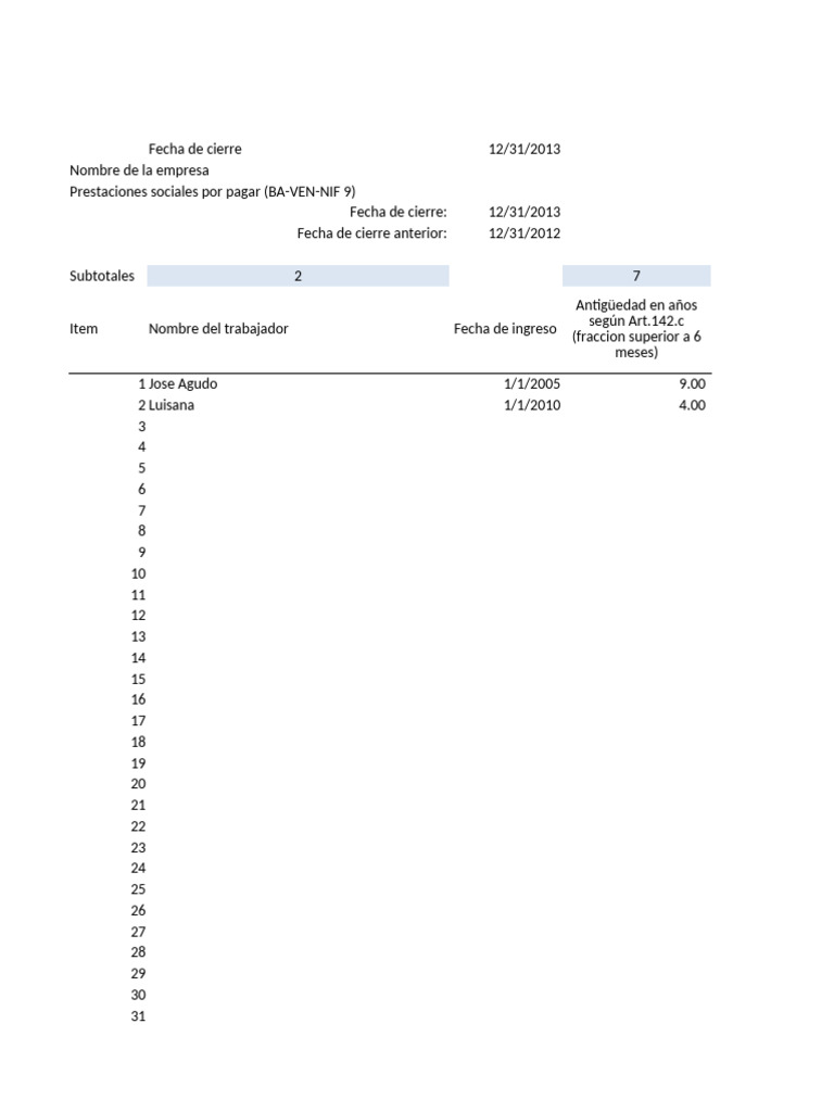 Ba-Ven-NIF 9 Hoja de Prestaciones Sociales | PDF | Contabilidad