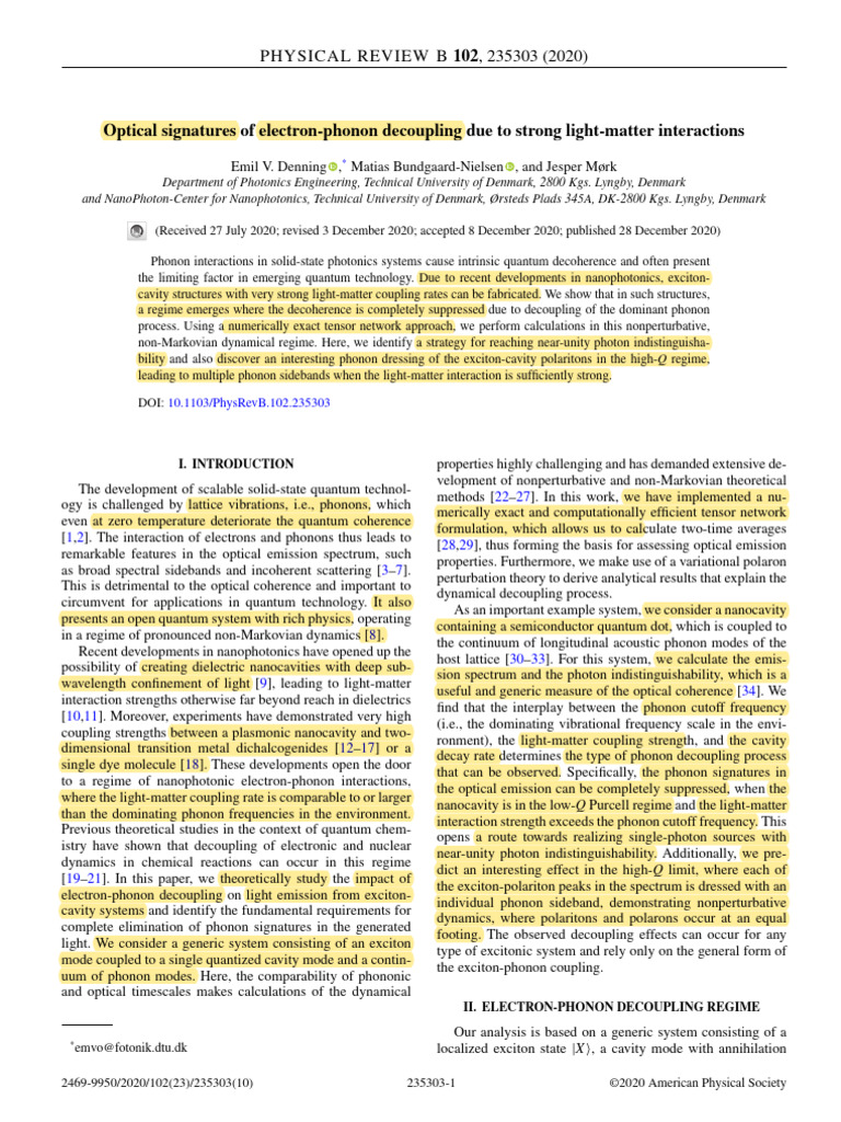 Denning Bundgaard-Nielsen Mørk - 2020 - Optical Signatures of Electron ...