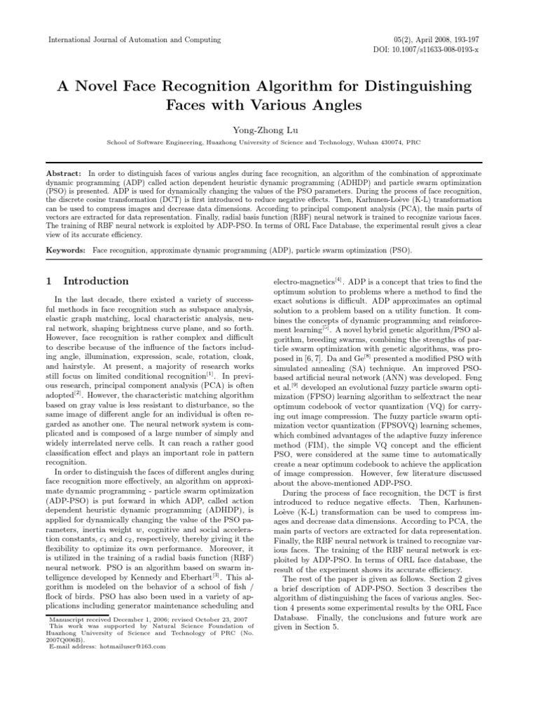A Novel Face Recognition Algorithm For Distinguishing Faces With