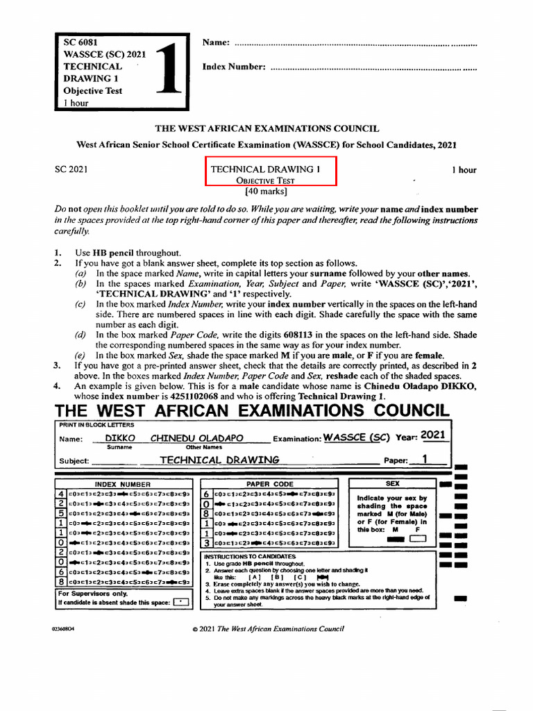 WAEC Technical Drawing Past Questions | PDF