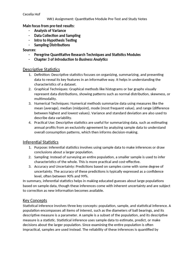 Quantitative Research Techniques and Statistics Notes | PDF | F Test ...