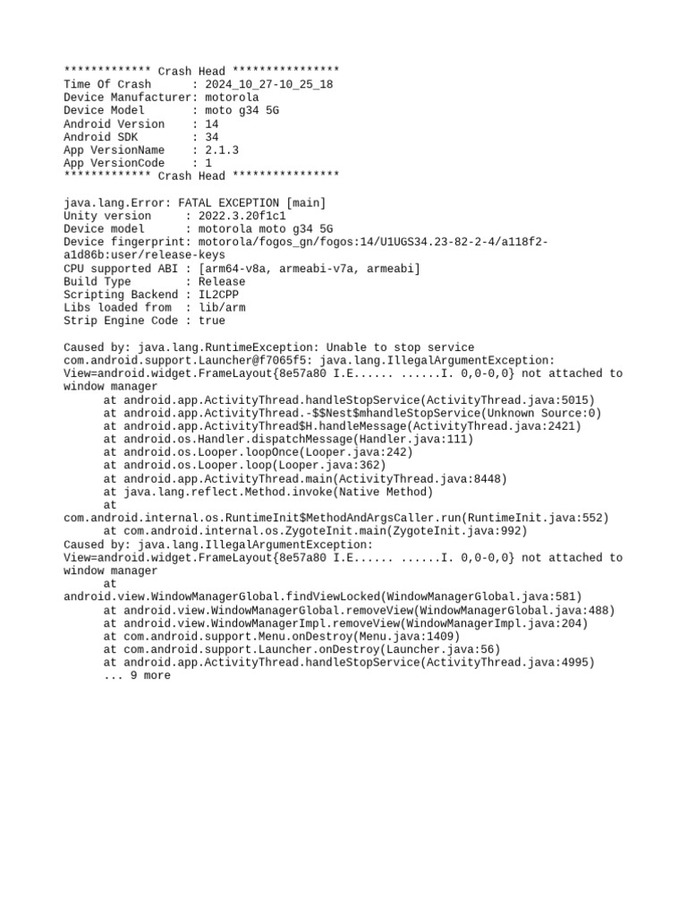 Android App Crash Report | PDF | Business | Computers