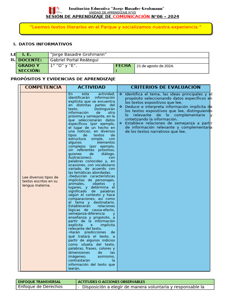 Unidad de Aprendizaje 1 | PDF | Aprendizaje | Evaluación
