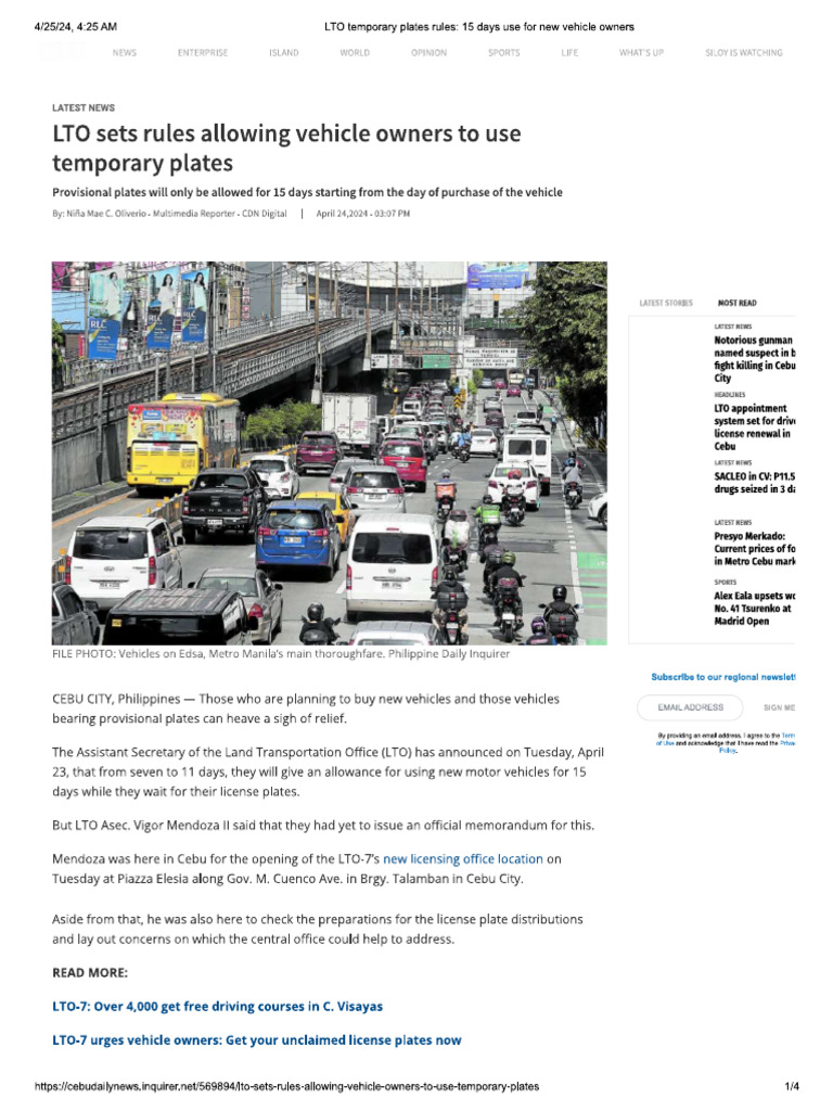 LTO Rules On New Plates | PDF