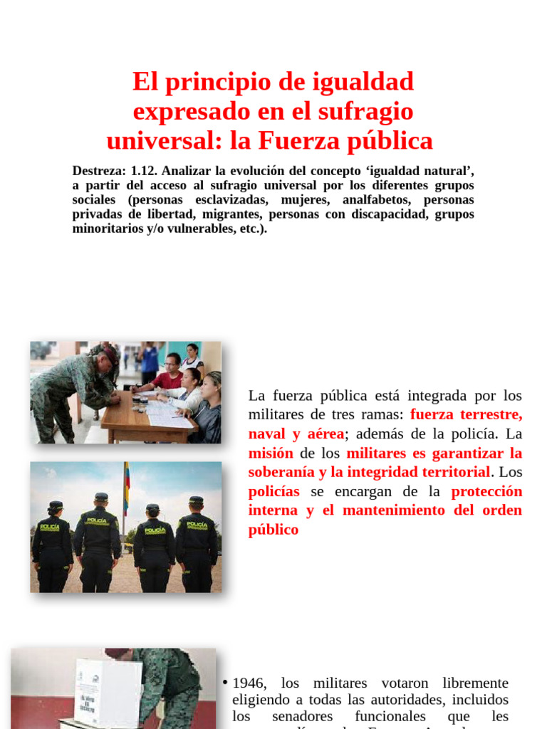 3.el Principio de Igualdad Expresado en El Sufragio La Fuerza Publica | PDF