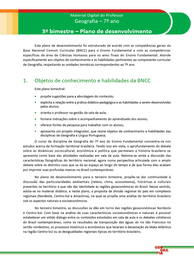 17 GTS GEO 7ANO 3BIM Plano de Desenvolvimento TRTAT | PDF | Geografia ...