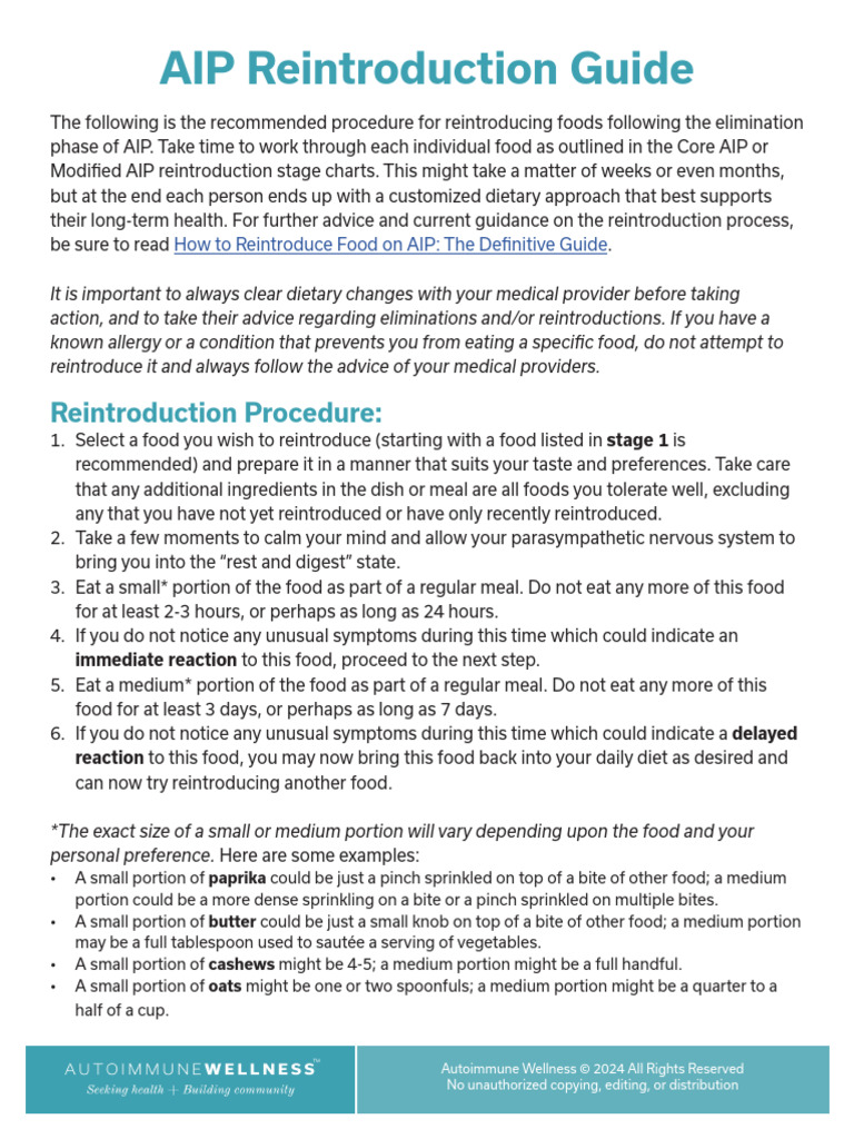 AIP Reintroduction Guide | PDF | Clinical Medicine | Diseases And Disorders