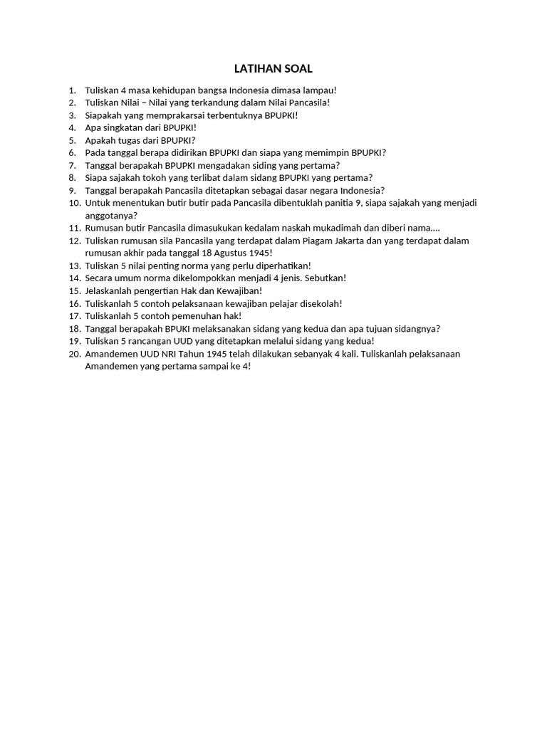 Latihan Soal PKN 7 | PDF | Perjalanan