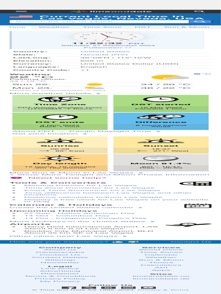 Current Local Time in Las Vegas, Nevada, USA | PDF | Daylight Saving ...