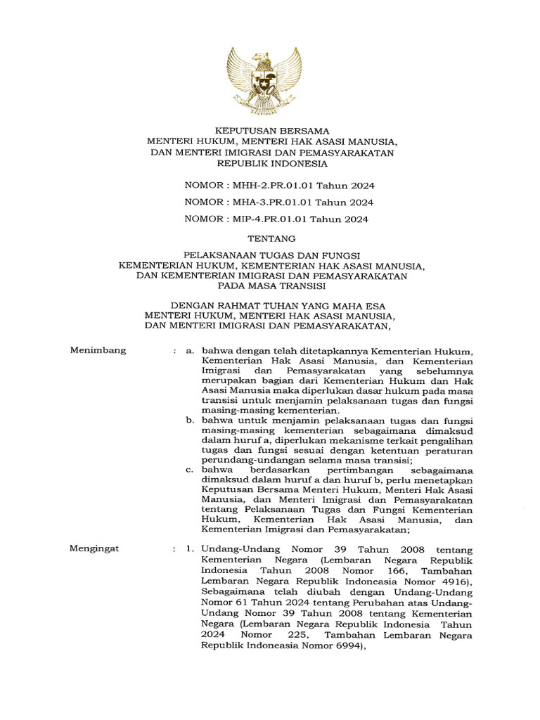 SKB TRANSISI 3 MENTERI CAP TTD - Rotated | PDF