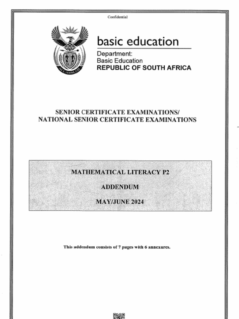 Mathematical Literacy P2 Addendum Eng | PDF