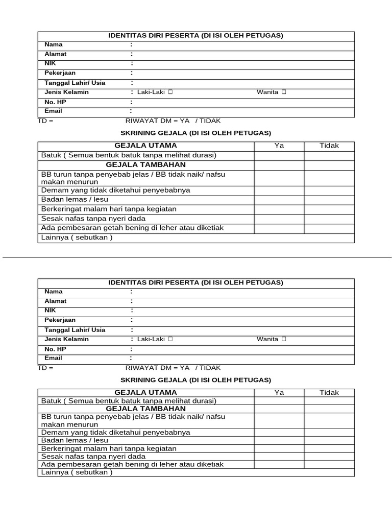 Form Skrining TB | PDF
