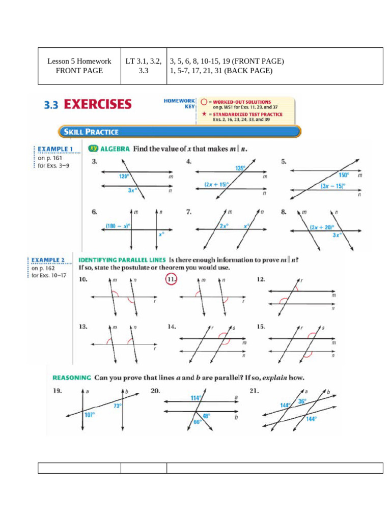 Lesson 5 Homework - Proving Lines Are Parallel and Prove Theorems About ...