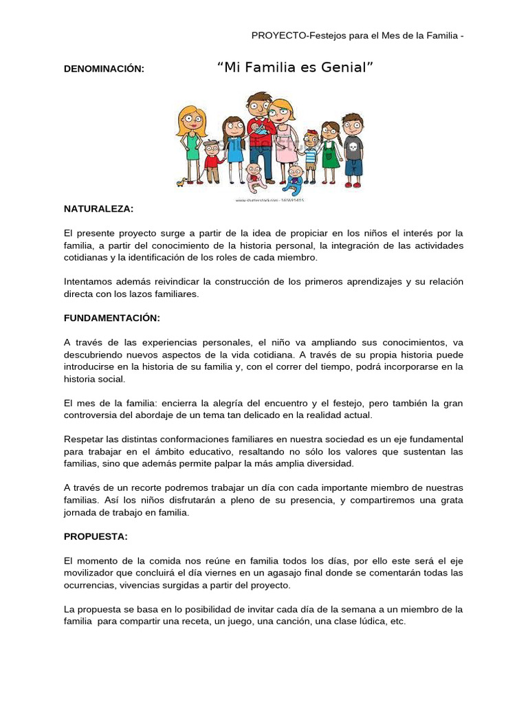 Proyecto Mi Familia Es Genial (1) | PDF