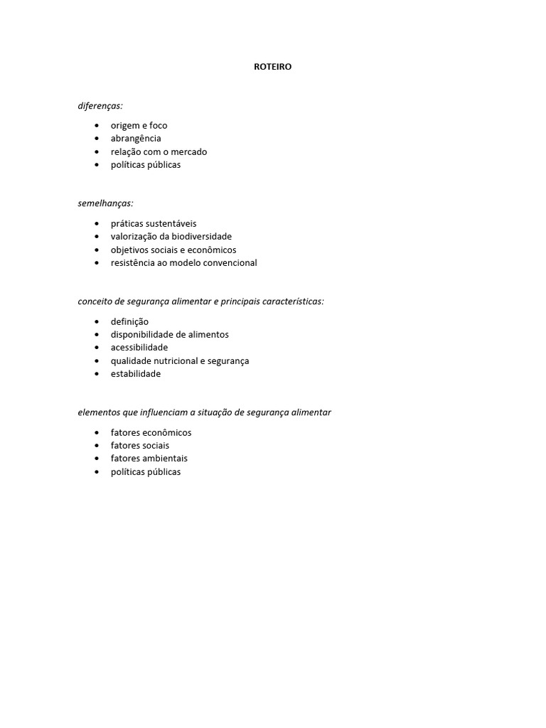 ROTEIRO | PDF | Ciências Sociais | Bem-estar