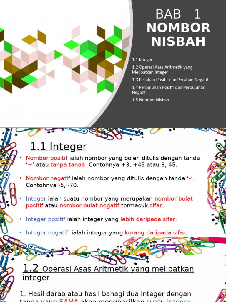 Bab 1 Matematik Pecahan Perpuluhan Integer | PDF