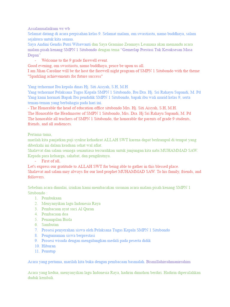 Text MC Perpisahan | PDF