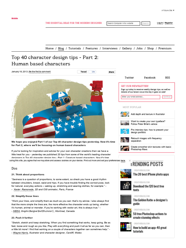 Top 40 Character Design Tips - Part 2 - Human Based Characters 1 | PDF