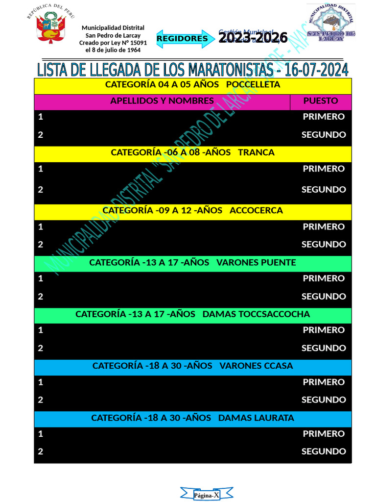 Lista de La Llegada de Maraton 2024 | PDF
