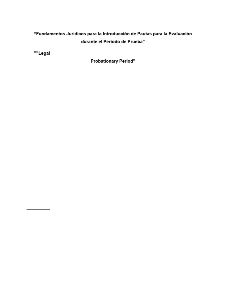 Fundamentos Jurídicos para Las Pautas para La Evaluación Durante El Periodo de Prueba Articulo ...