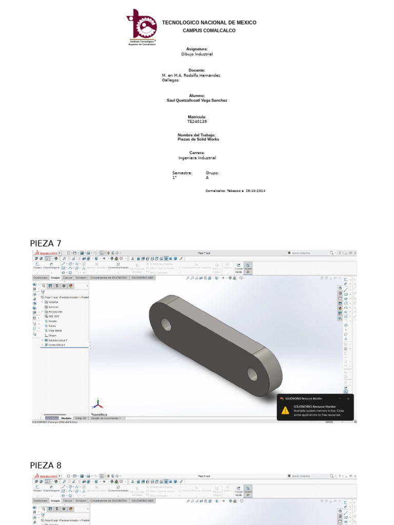 Piezas Mecánicas en SolidWorks | PDF