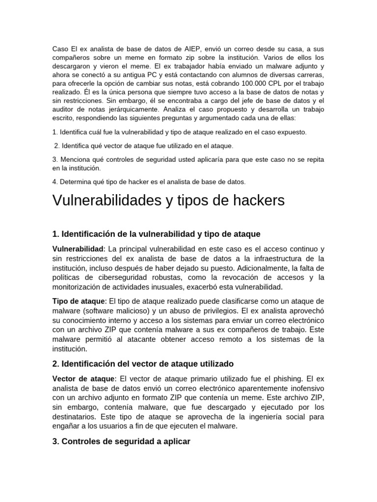 Caso El Ex Analista de Base de Datos de AIEP SEMANA 1 | PDF | Seguridad ... Caso El Ex Analista de Base de Datos de AIEP SEMANA 1 | PDF | Seguridad ...