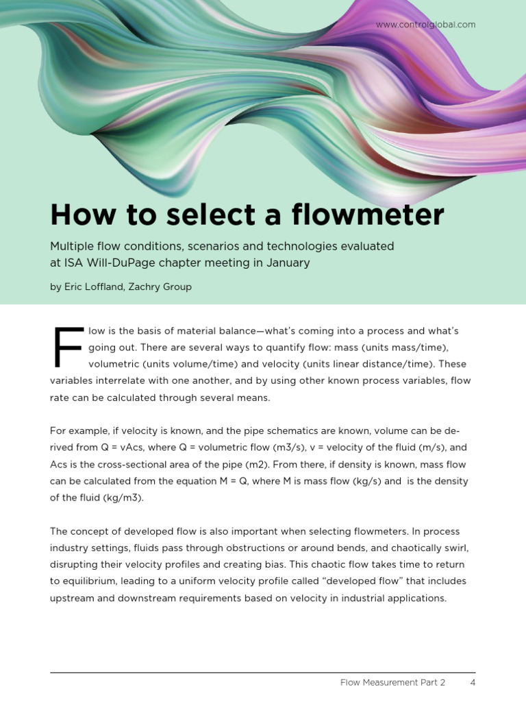 How To Select A Flow-Meter | PDF | Flow Measurement | Fluid Dynamics