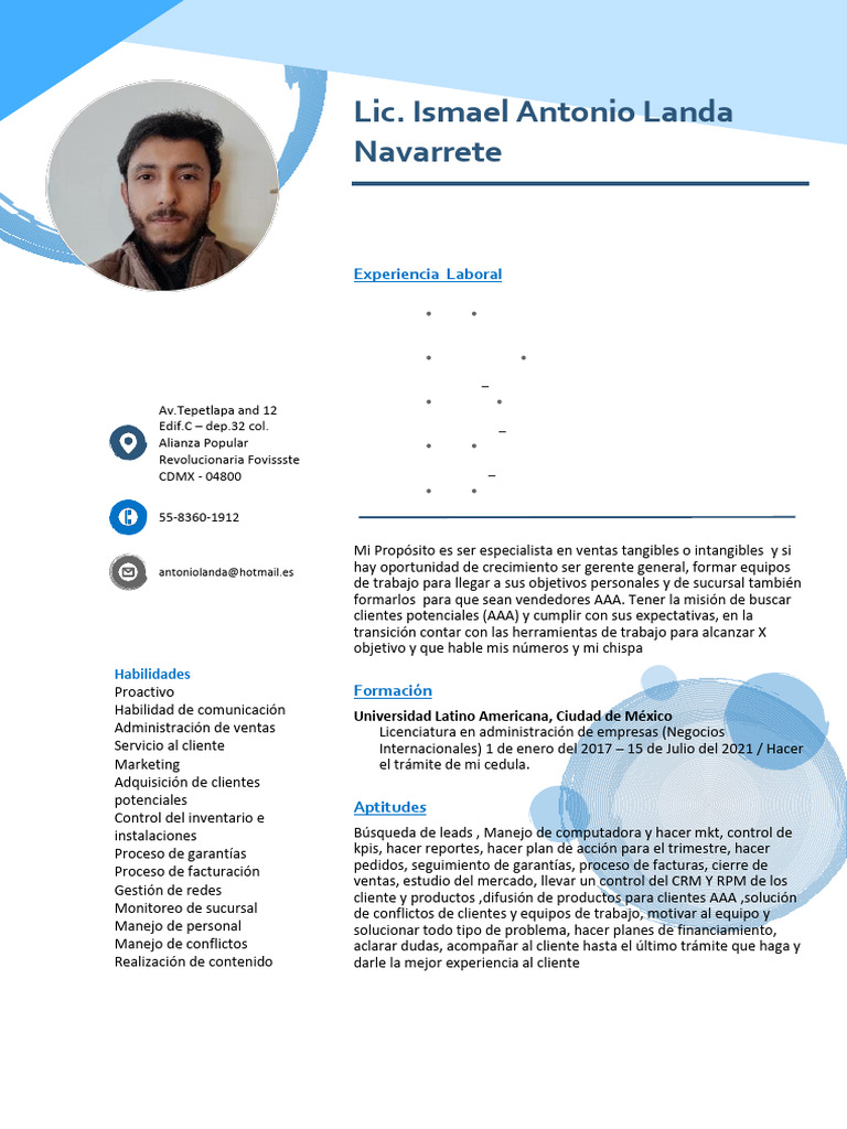 CV Antonio Landa | PDF | Negocios económicos | Economias