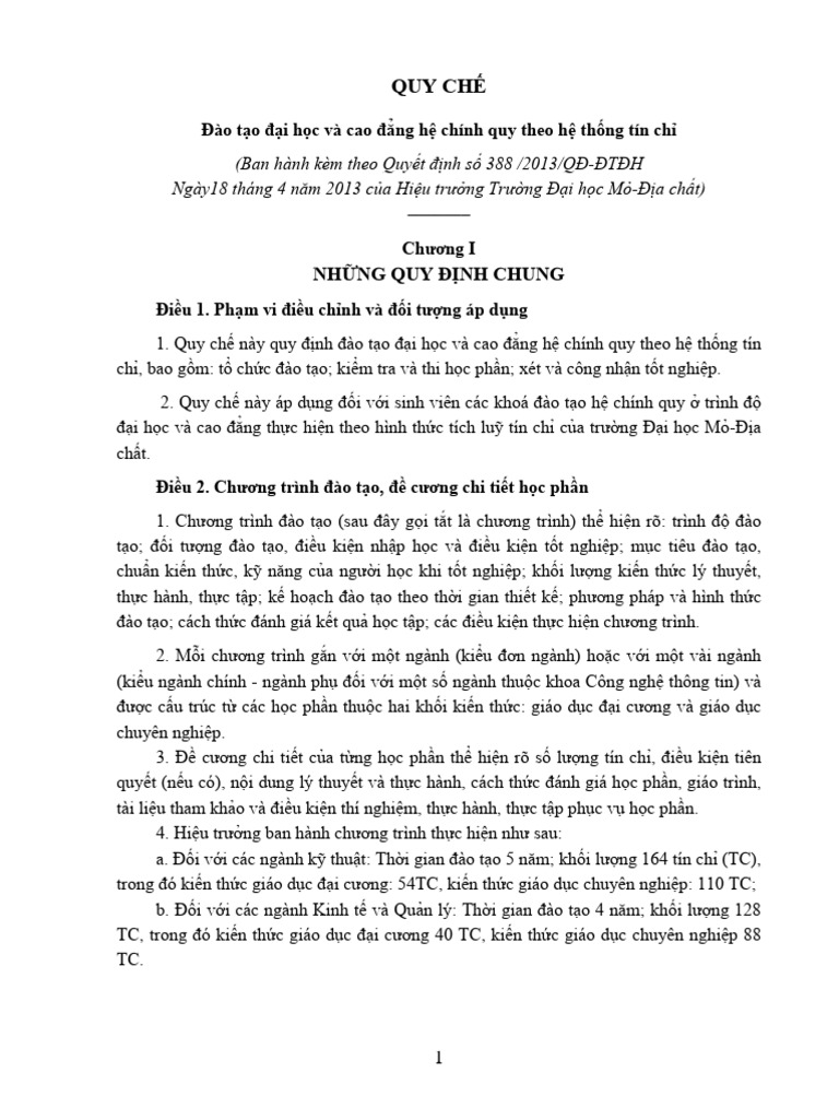 Quy Che Dao Tao Theo Tin Chi | PDF