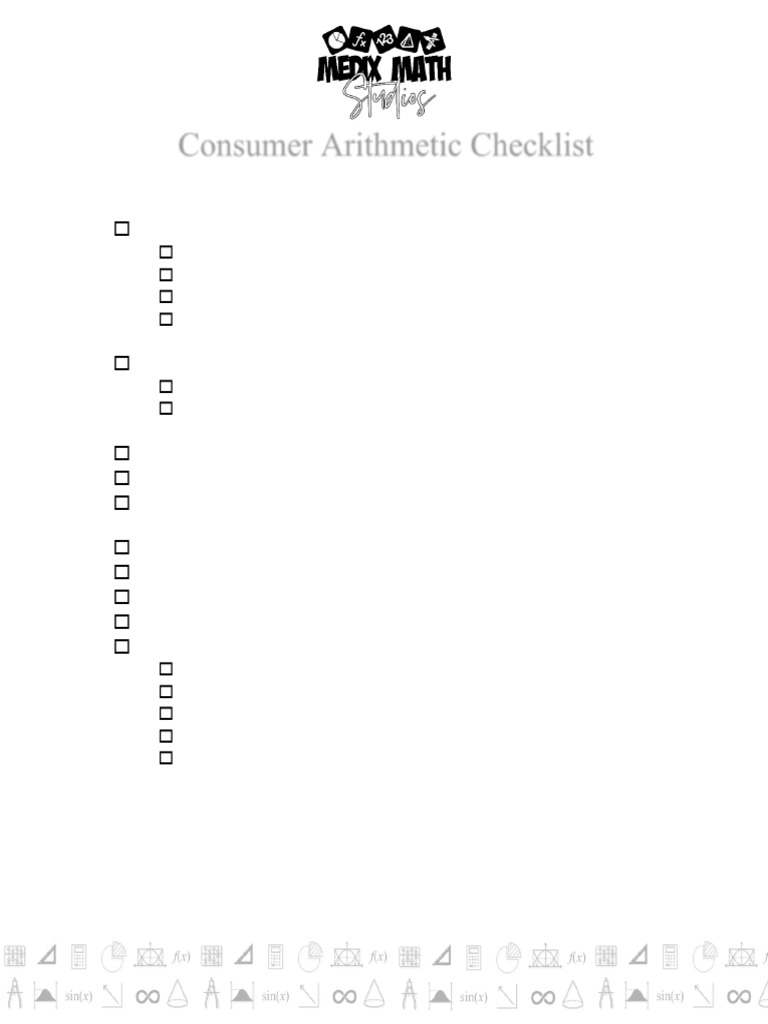 02_CSEC Consumer Arithmetic Checklist | PDF