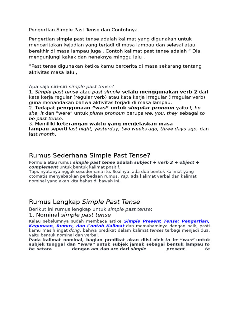 Simple Past Tense | PDF