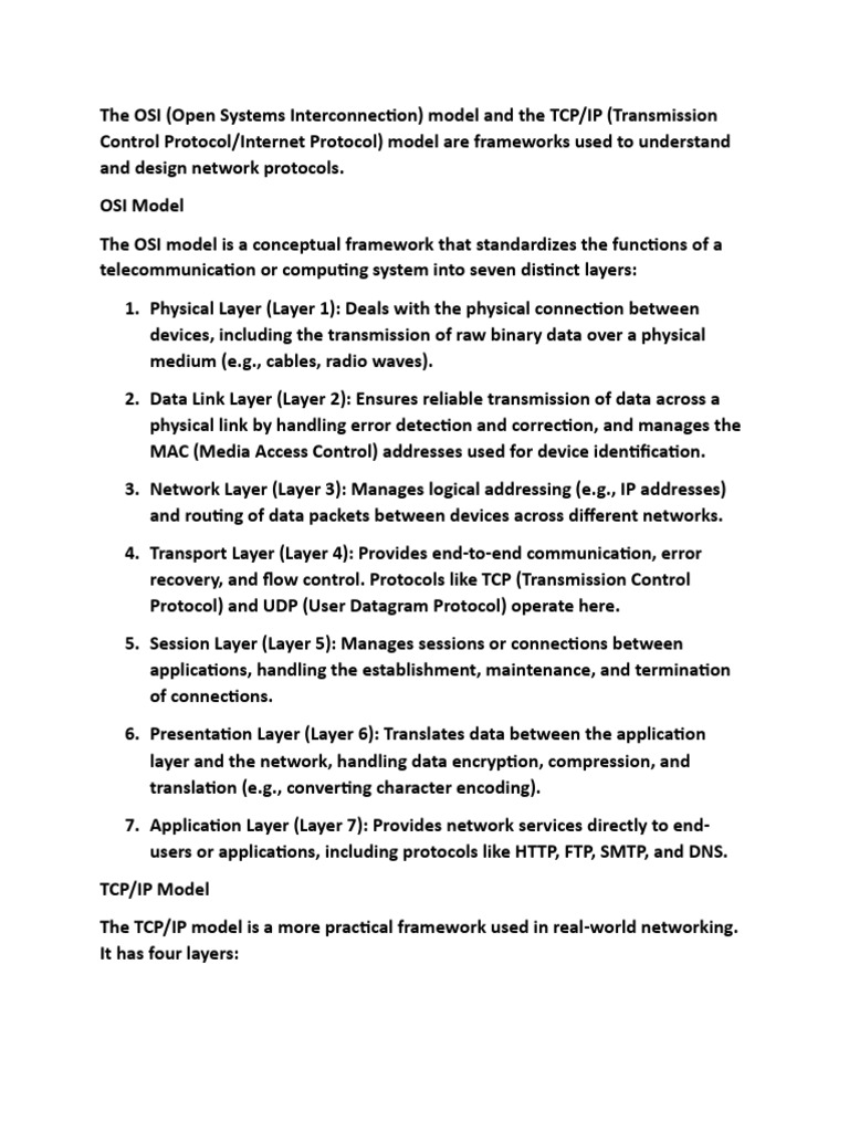 OSI and TCPIP | PDF | Internet Protocol Suite | Osi Model