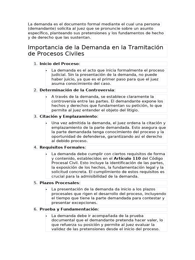La Demanda Es El Documento Formal Mediante El Cual Una Persona | PDF ...