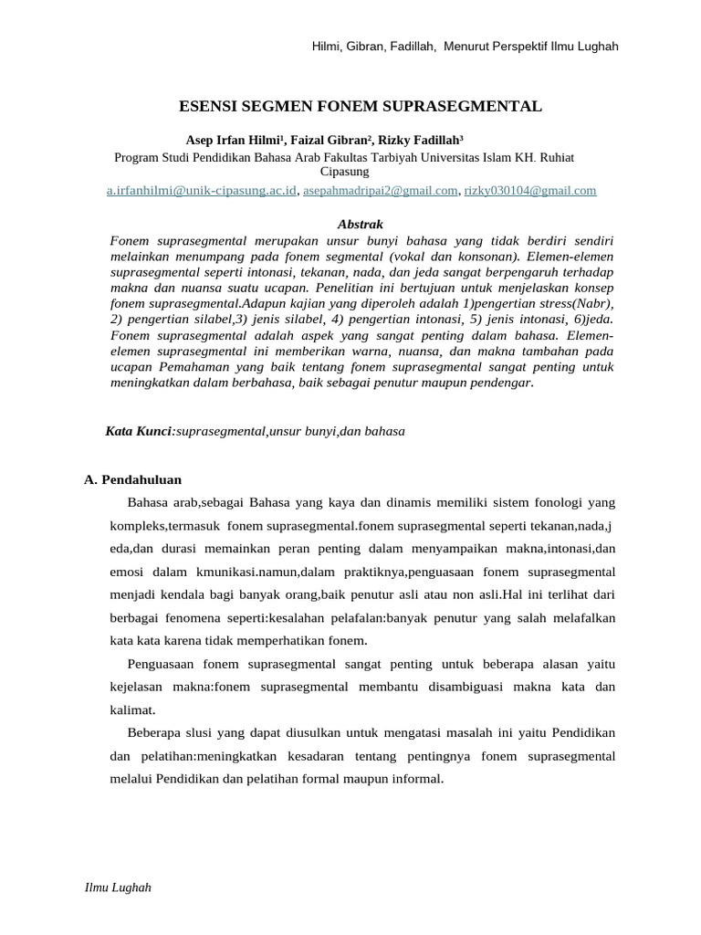 Esensi Fonem Suprasegmental dalam Bahasa | PDF