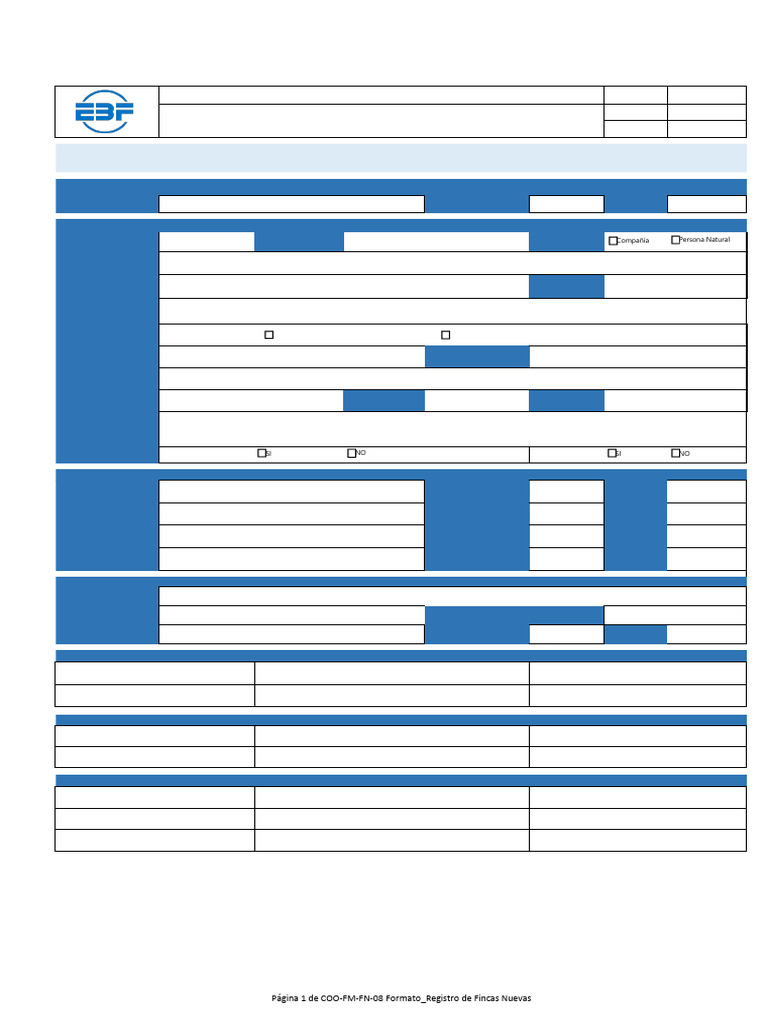 COO-FM-FN-08 Formato Registro de Fincas Nuevas | PDF