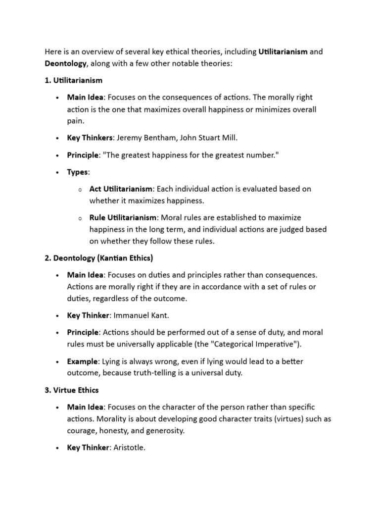 Ethical overview | PDF | Utilitarianism | Morality