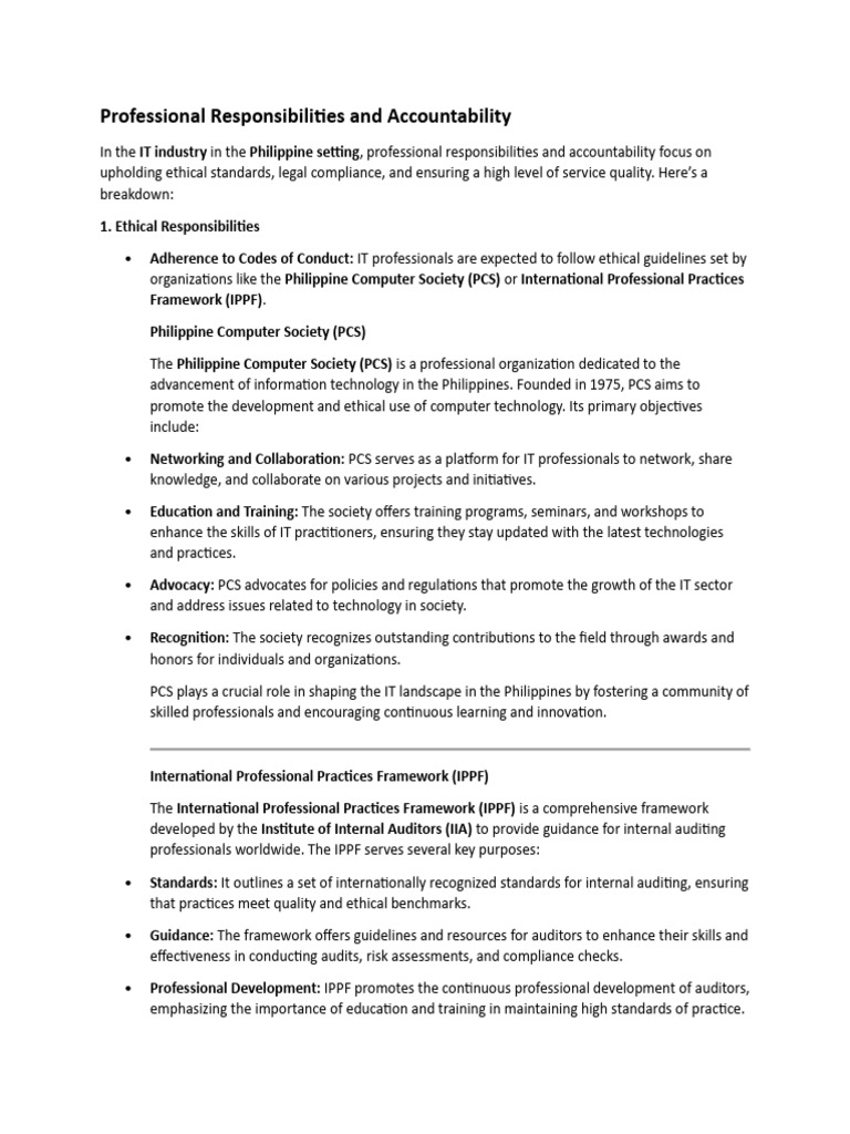 Professional Responsibilities and Accountability | PDF | Internal Audit ...