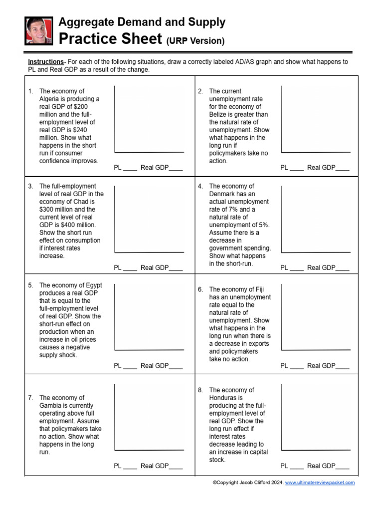 Aggregate Demand and Supply Practice Sheet URP Version | PDF | Full ...