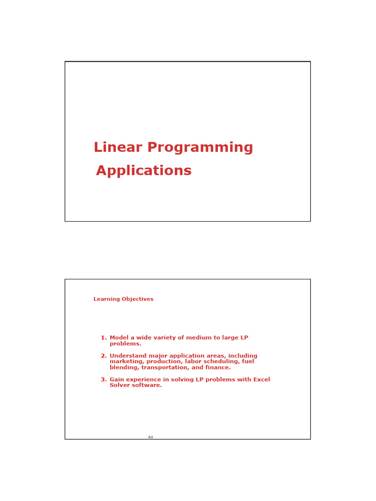 Linear Programming Applications Slides | PDF | Linear Programming ... Linear Programming Applications Slides | PDF | Linear Programming ...