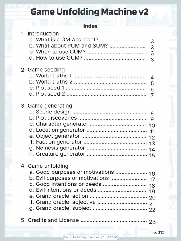 Game Unfolding Machine V2 Rev12 | PDF | Hatred | Role Playing Games
