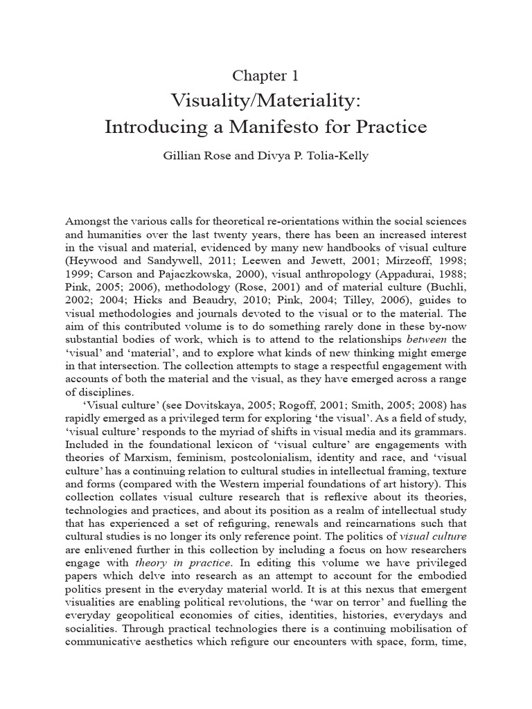 Visuality Materiality Images, Objects and Practices Chapter 1 | PDF ...