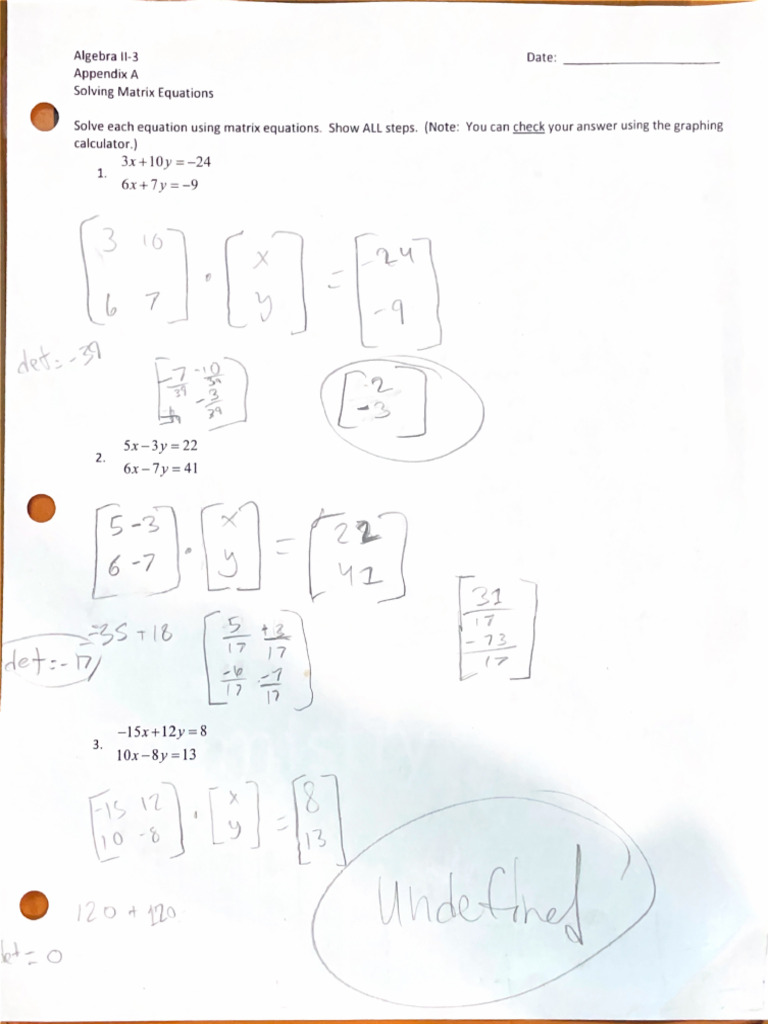 Solving Matrix Equations Appendix A | PDF