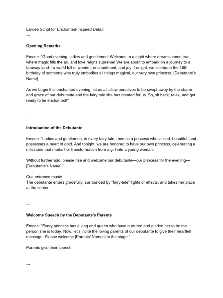Emcee Script For Enchanted-Inspired Debut-2 | PDF | Poetry