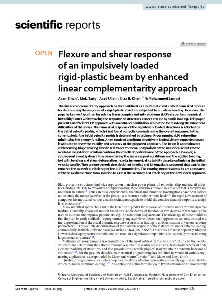 Flexure and Shear Response of An Impulsively Loade | PDF | Bending ...