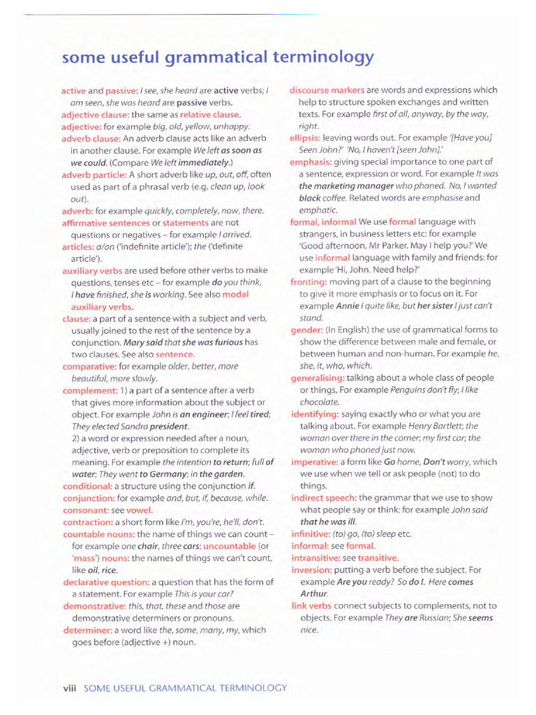 Useful Grammatical Terminology | PDF | Verb | Languages